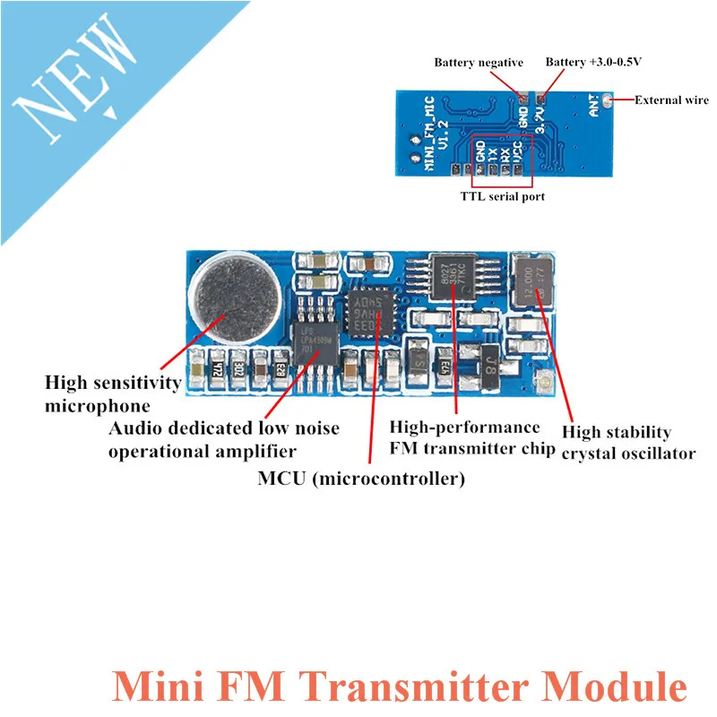 Mini Mono Single Channel Transmitter Board FM Wireless Transmitter ...