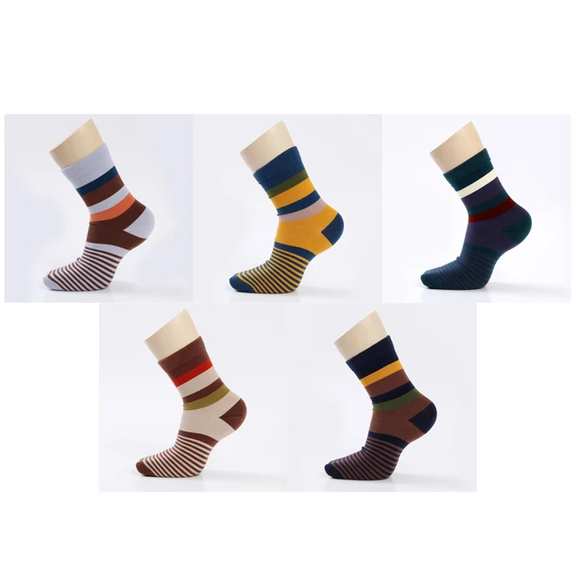 5 Pairs Happy Colorful Cotton Compression Men's Socks