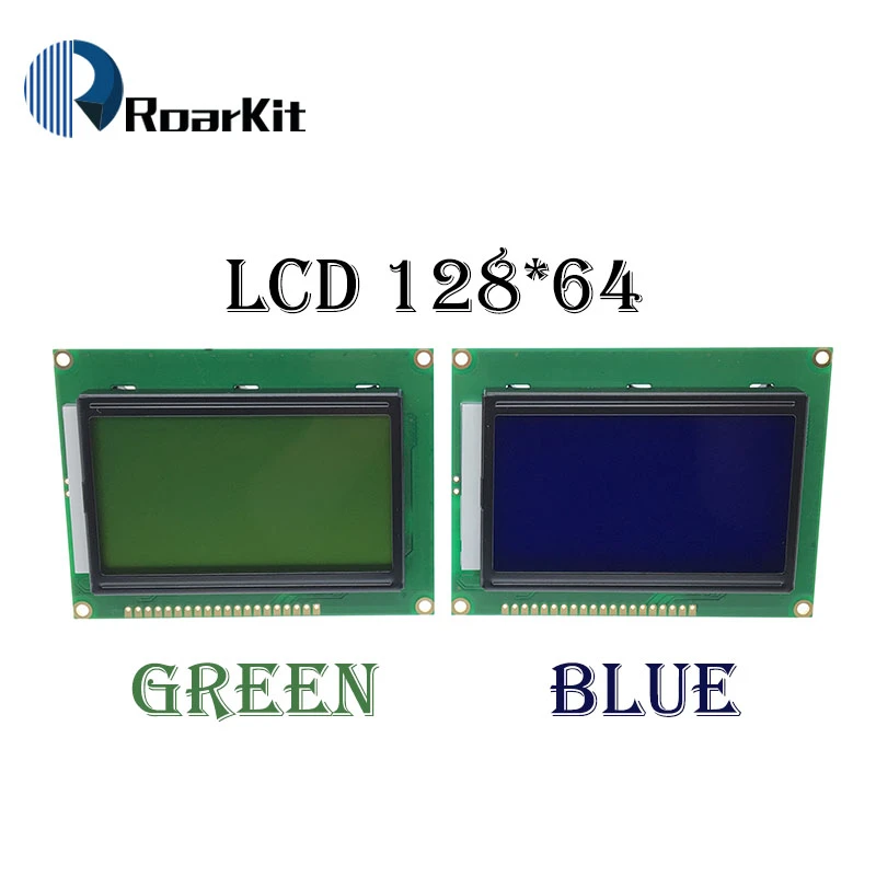 128*64 DOTS Yellow Green LCD module 5V blue screen 12864 LCD with backlight ST7920 Parallel port ...