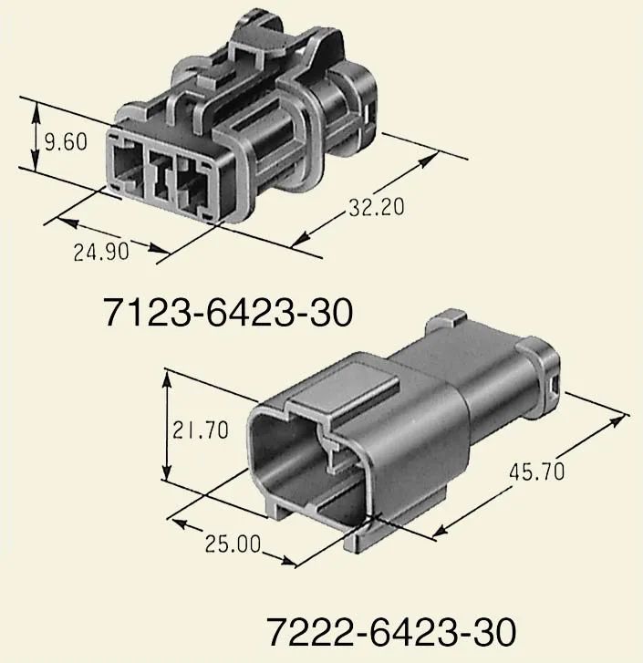 자동 2 핀 전기 플러그 암 수 케이블 핀 헤더 커넥터, 무료 배송, 7222-6423-30, 7123-6423-30, 6 ...
