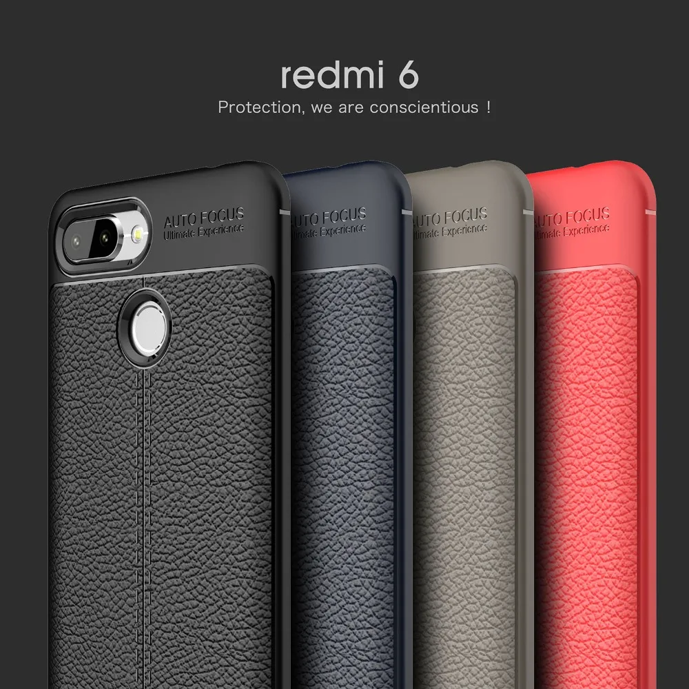 Soft Litchi Leather Pattern TPU Cover Case For Xiaomi Redmi 6A Redmi 6 ...