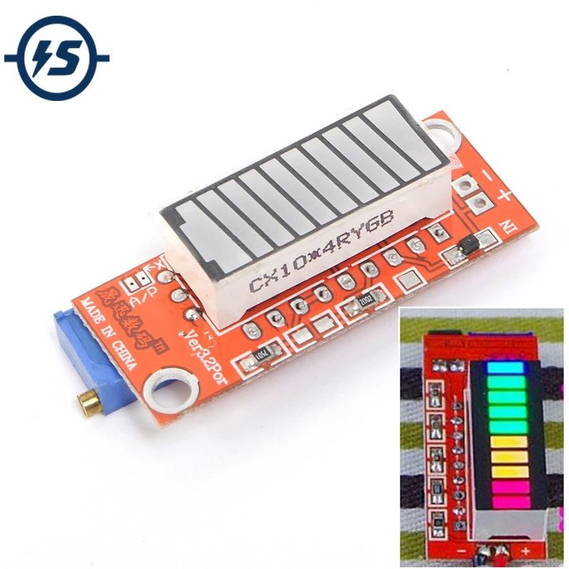 Battery Capacity Indicator Module 4 Colors Battery Level Tester ...