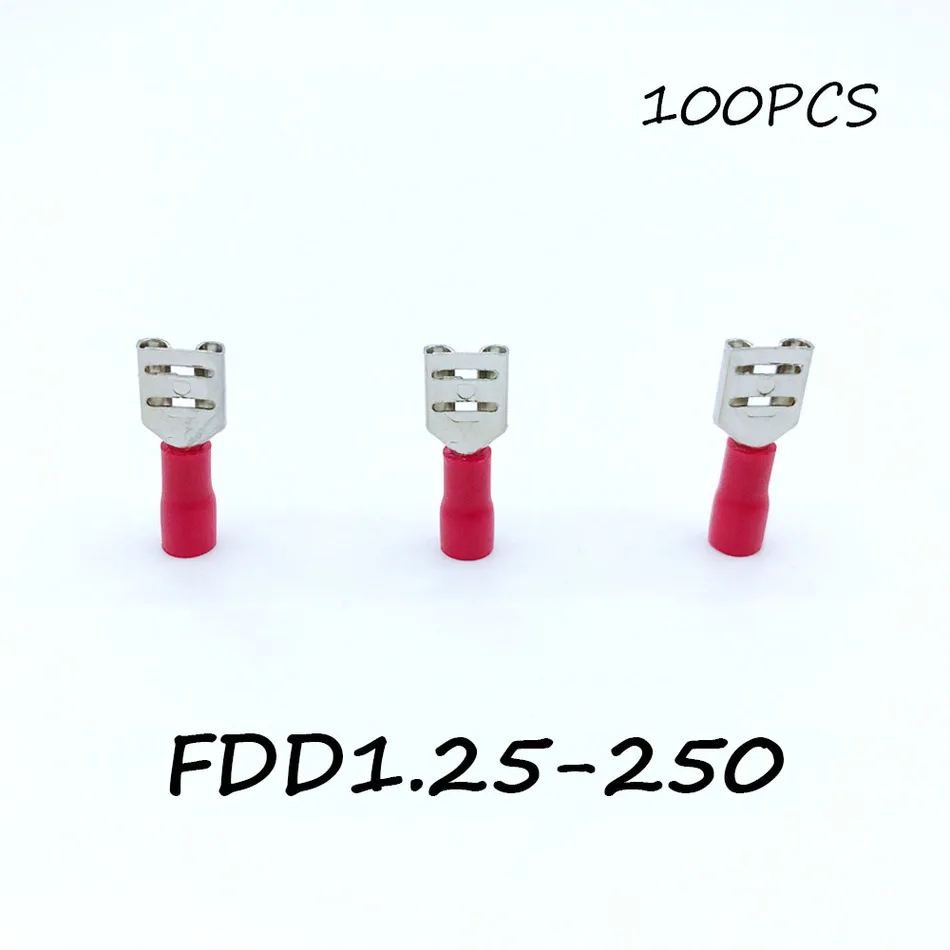 Insulated Female Disconnector Fdd1.25-250 100pcs/pack Red Spade Quick ...