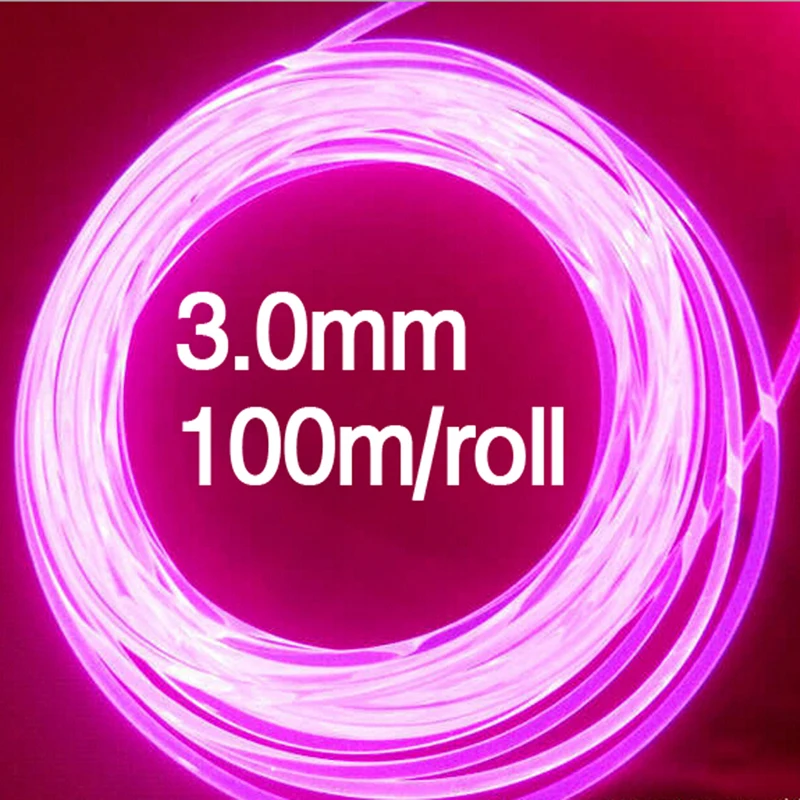 Side Glow Plastic fiber optical 100m/roll 3.0mm LED lights Cable for ...