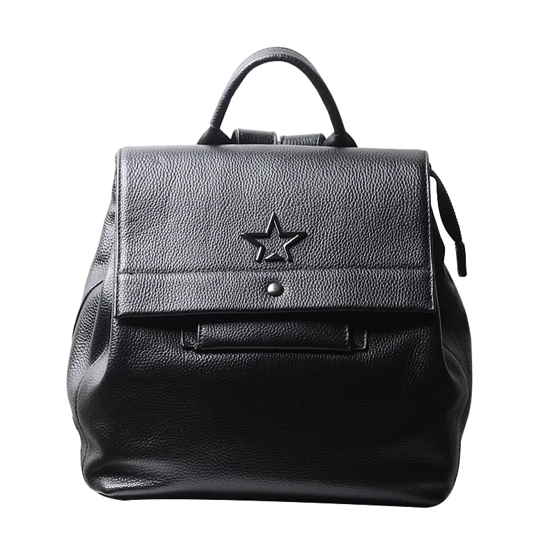 Fashion Women's Genuine Leather Backpack Ladies Natural Leather Five ...