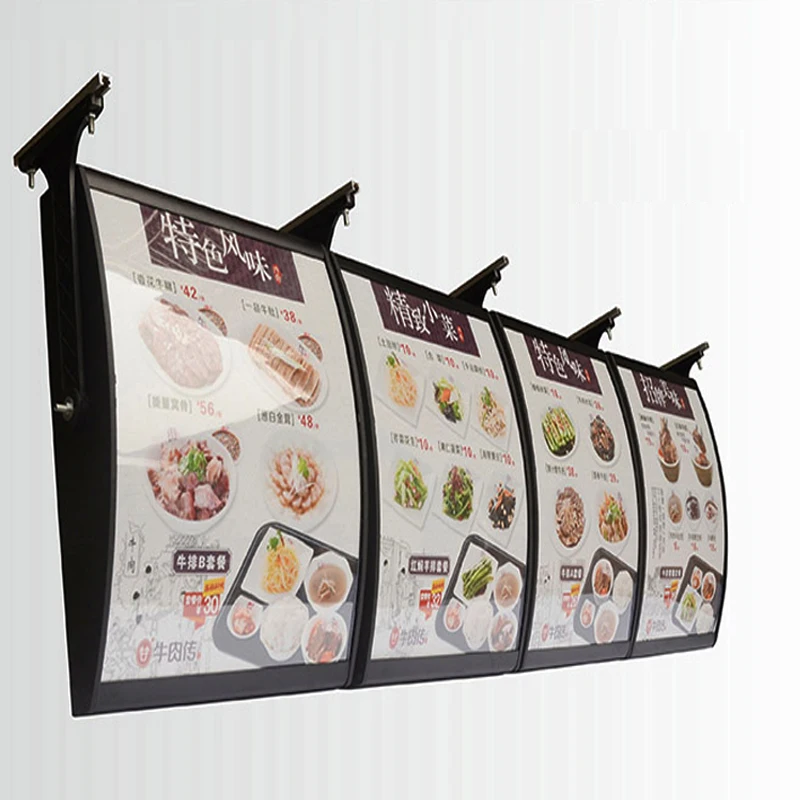 (4 Graphics/column) Ceiling Hanging Menu Curved Led Light Boxes & Menu ...