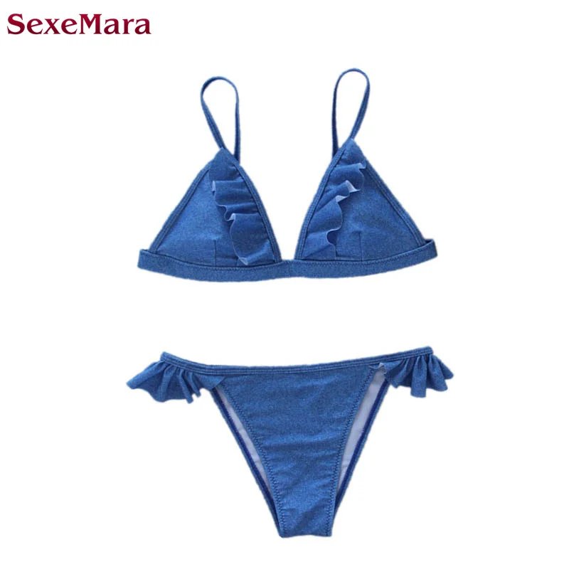 SexeMara June Newest Cowboy Women Bikini Set Wave Tops Swimwear Set ...