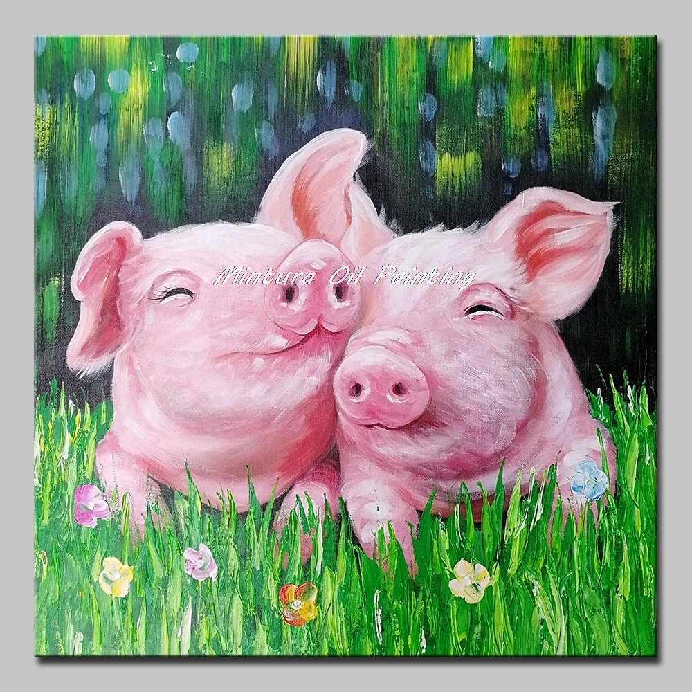 Mintura Öl Gemälde Moderne Tier Bild Alle arten von Schweine Kunst Hand Gemalt Acryl Leinwand ...
