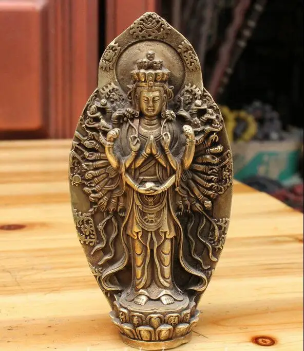 Tibet Buddhism Brass 1000 Arms Avalokiteshvara of Goddess Guan Yin ...