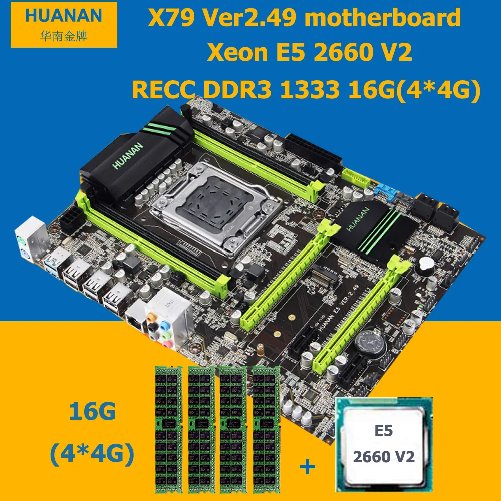 Construcción equipo perfecto huanan V2.49 X79 placa base CPU Xeon E5 2660 V2 Ram 16g (4*4G) DDR3 ...