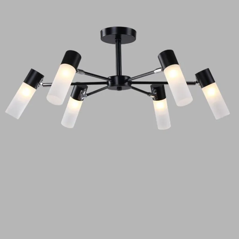 Nordic Style Post Modern Black LED Ceiling Light 3/6/8 Arms Rotating ...