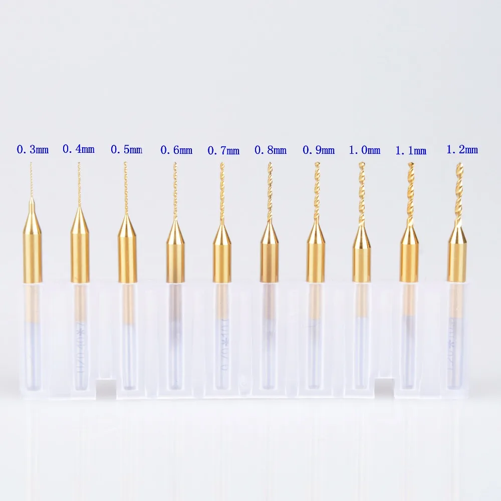 10PC-Titanium-coat-Carbide-PCB-mini-drill-Bit-0-3mm-to-1-2mm-CNC-tool ...