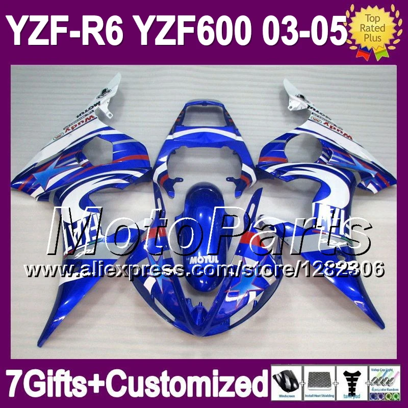 7gifts+Body For YAMAHA Blue FIAT YZF R6 2003 2004 2005 YZF R6 03 05 * ...