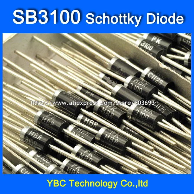20pcs/lot SB3100 MBR3100 3A/100V Schottky Diode|diode 5mm|schottky ...