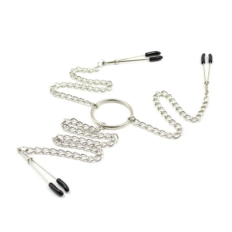Stainless Steel Nipple to Clit Tweezer Clamp Set Toys Nipple Stimulator ...