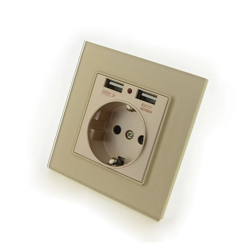 Luxury Glass Panel Wall Power USB Socket 16A EU Standard Electrical ...