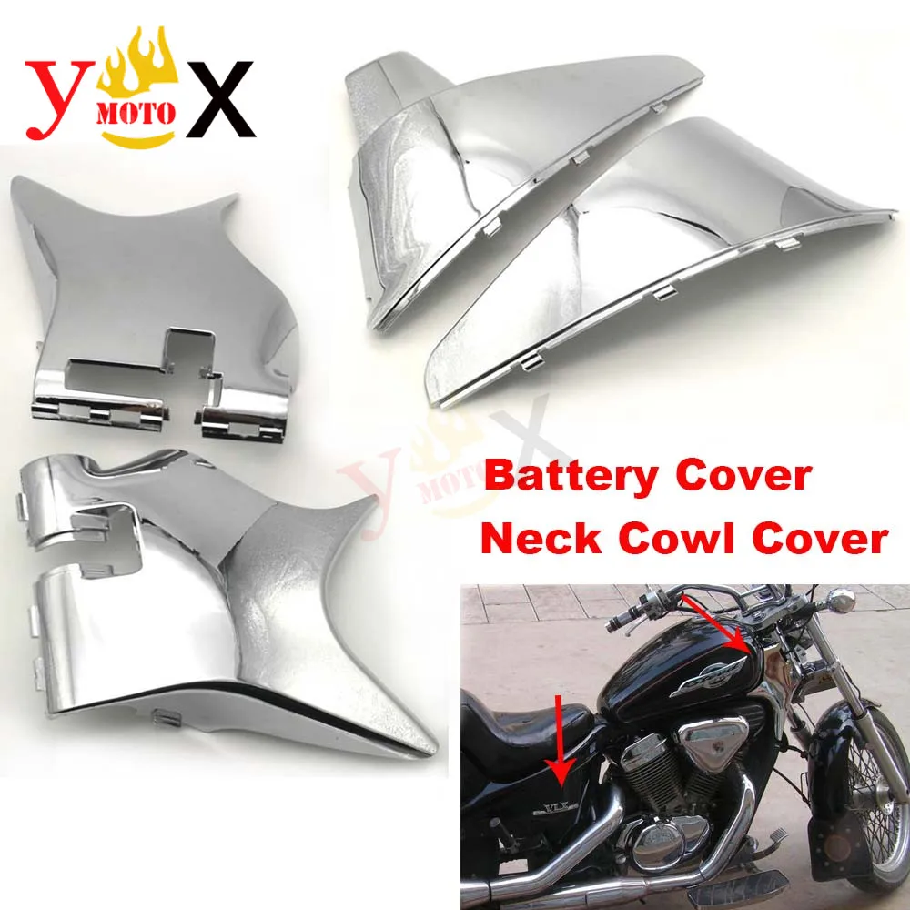 1set Abs Chrome Front Cowl Neck Guard & Battery Cover Side Faring Panel ...
