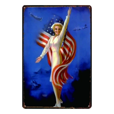 Pin UP Girl Beauty Retro Tin Signs Plaque Metal Vintage Wall Home ...