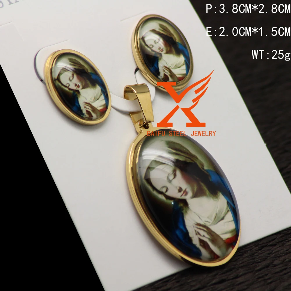 Stainless Steel Catholic Our Lady Of Virgin Mary Image Icon Jewelry ...