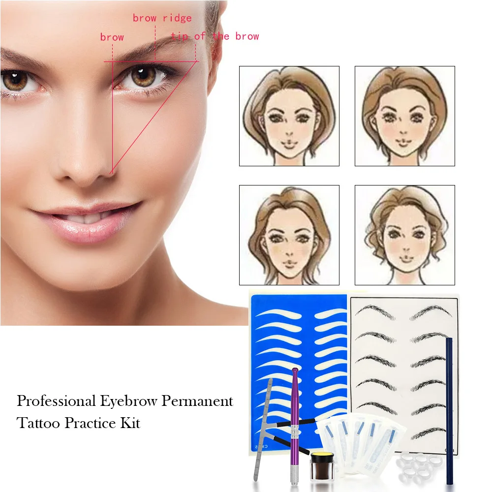 Professional Eyebrow Permanent Tattoo Practice Kit Microblading Set Manual Eyebrow Pen Ink