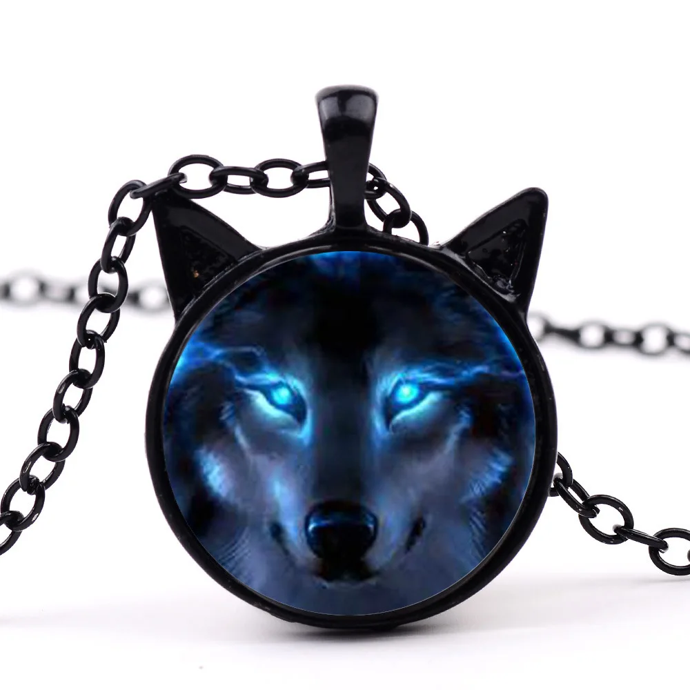 2018 pintura Lobo Collar para los amantes de mascotas Lobo colgante con ...