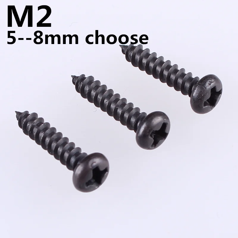 M2*(5 8mm) Black Carbon Steel Nickel Plating Round Head Philips Self ...
