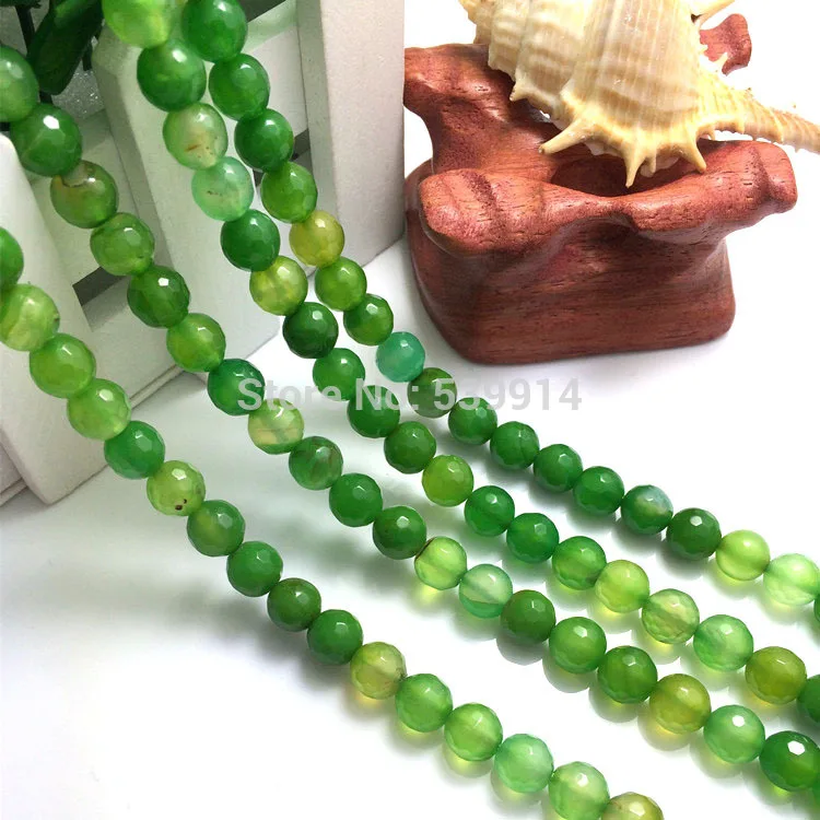 8mm Natural Faceted Green Stone Beads Loose Beads For Jewelry Making ...