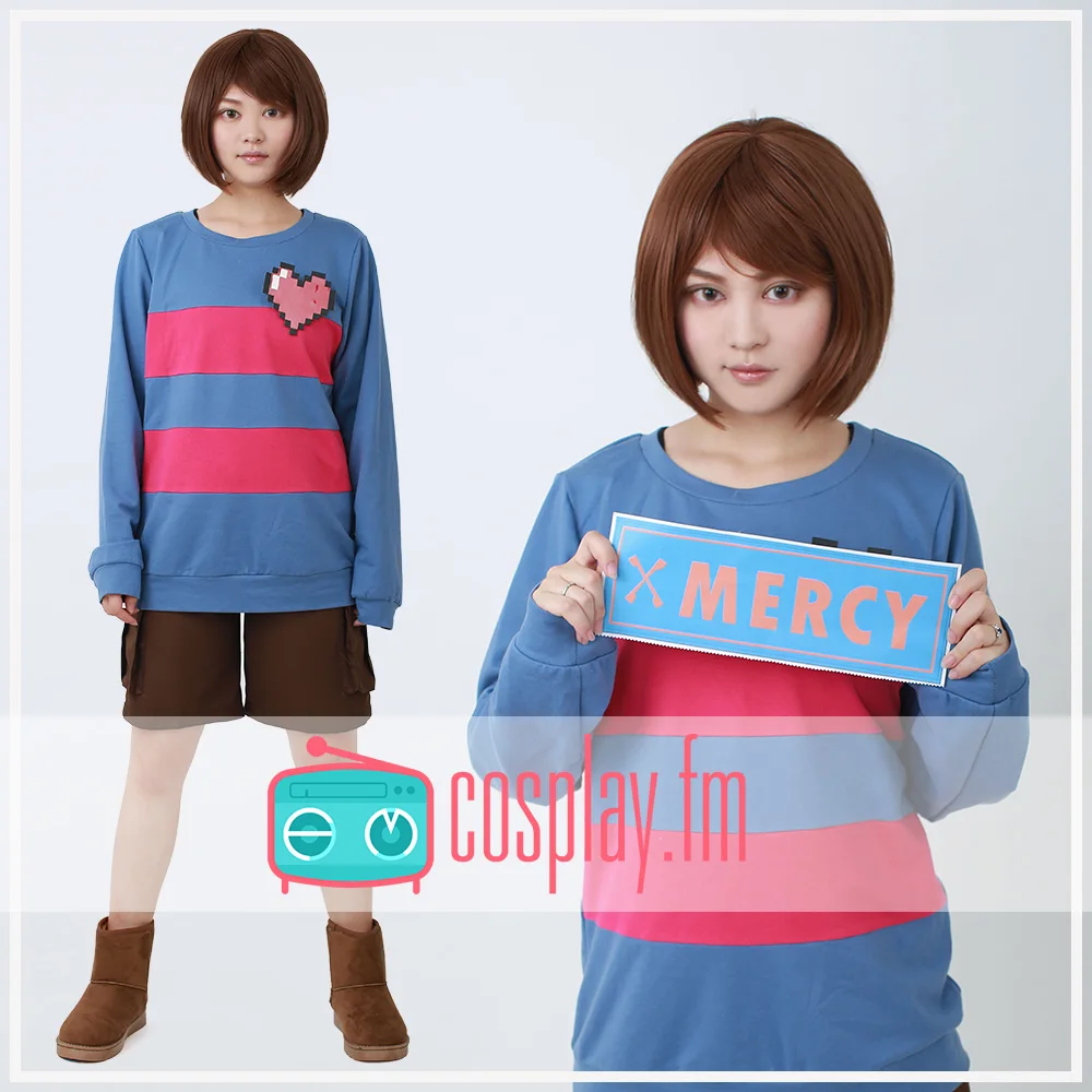 [STOCK] Girly Pin Heart Game Undertale Frisk Heart Blue Pullover ...