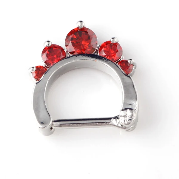 1PC High Quality Red Zircon Septum Clicker Rings Piercing In The Nose ...