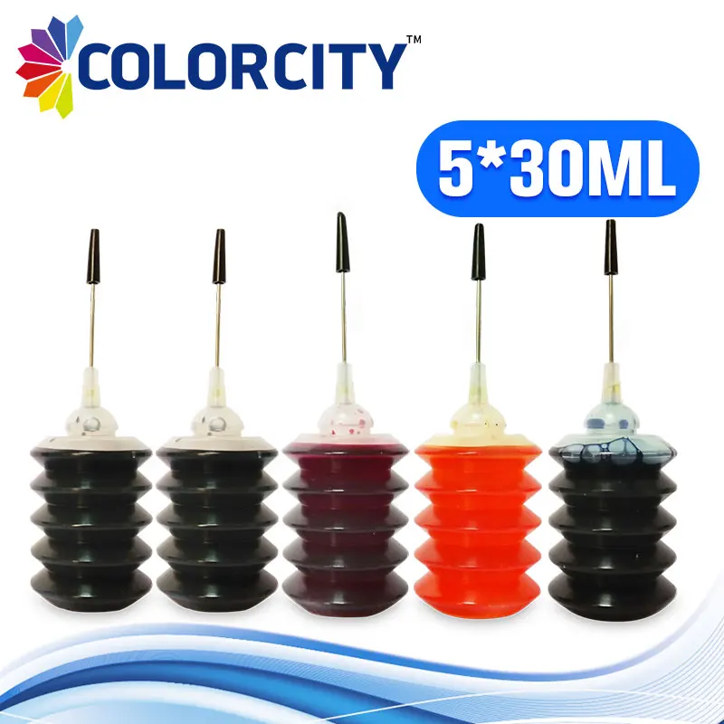 5pcs 30ml printer ink refill kit universal dye ink compatible for hp ...