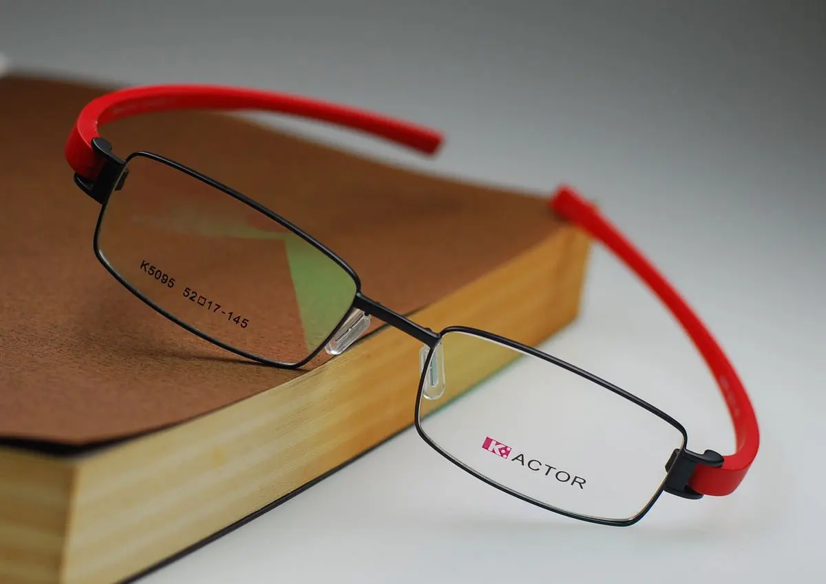 KACTOR eyeglass K5095 Black frame with Red legs eyewear 52 17|framing ...