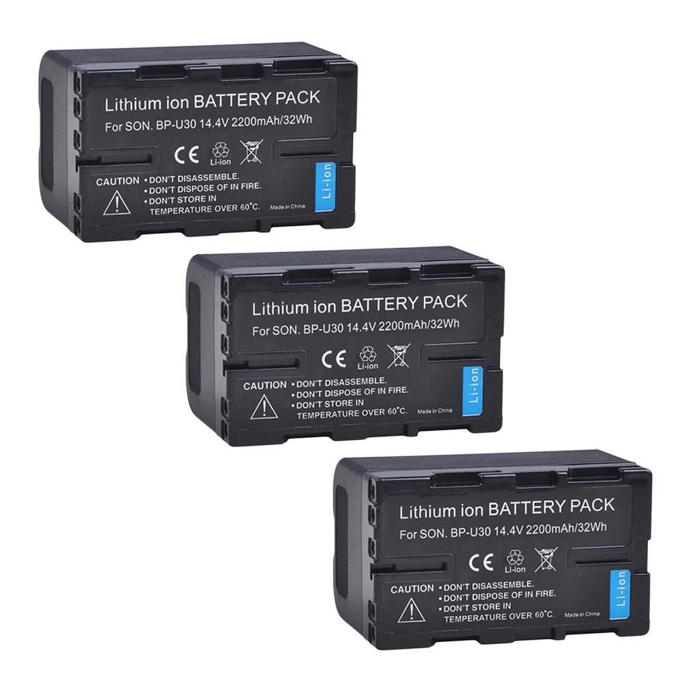 3Pcs 2200mAh BP U30 BP U30 bp u30 Li ion Battery for Sony PMW 100, PMW ...