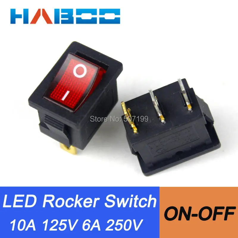100pcs packing rocker switch light T85 illuminated electric mini rocker ...
