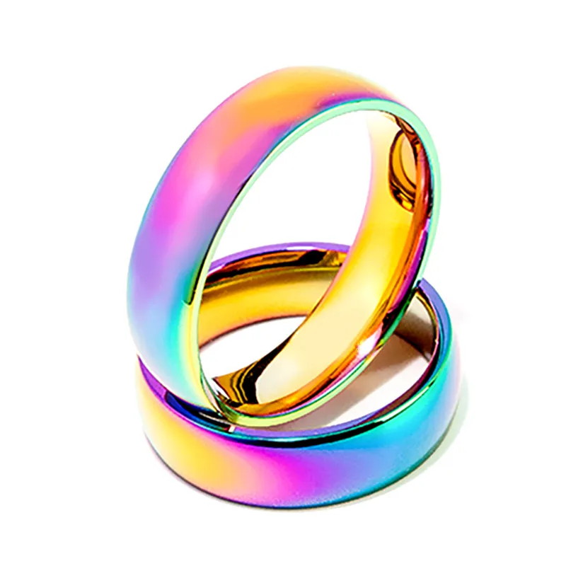 Aliexpress.com : Buy Men Women Rainbow Colorful Ring Titanium Steel ...