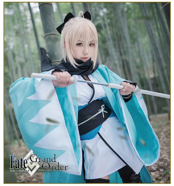 Fate Grand Order Okita Souji FGO Kimono Cosplay Costume, 40% OFF