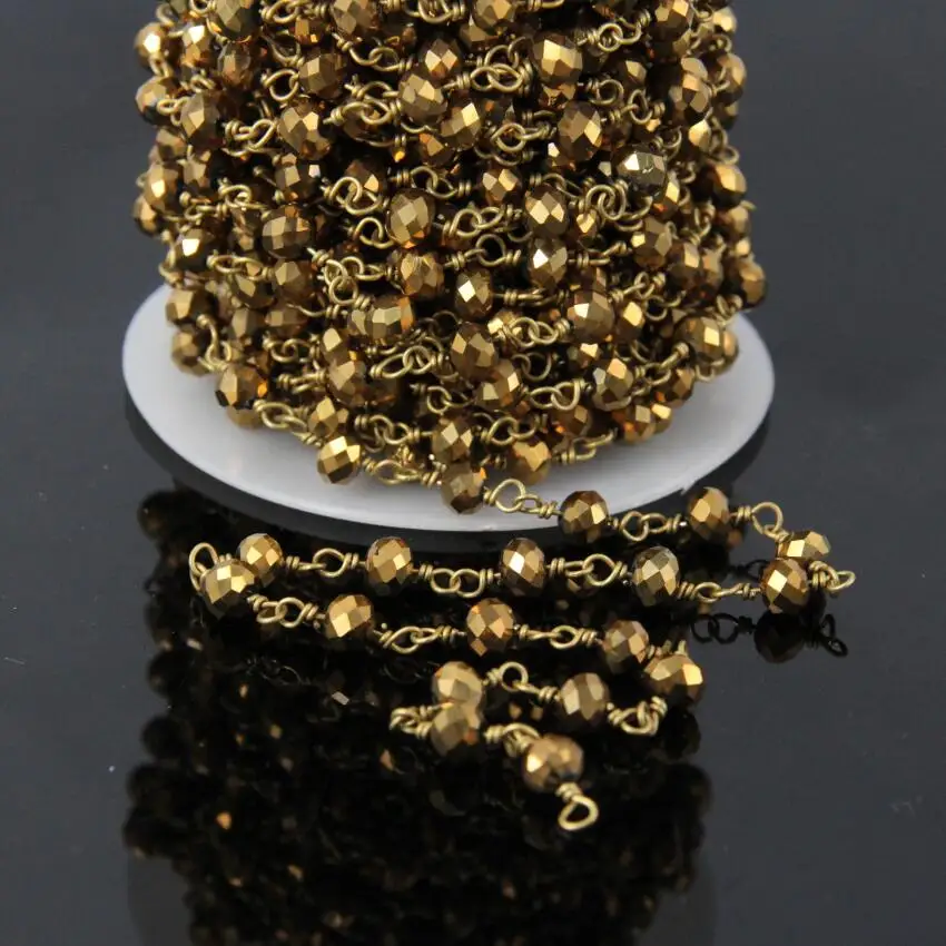 5Meter/lot,Copper Color Titanium Glass Faceted Rondelle bead Chain ...