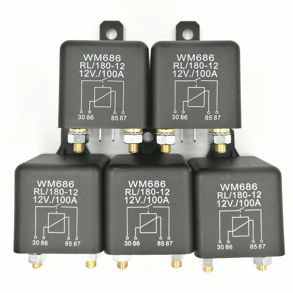 5PCS-Car-DC-12V-100Amp-Relay-4-Pin-WM686-Heavy-Duty-Install-Style-Split ...