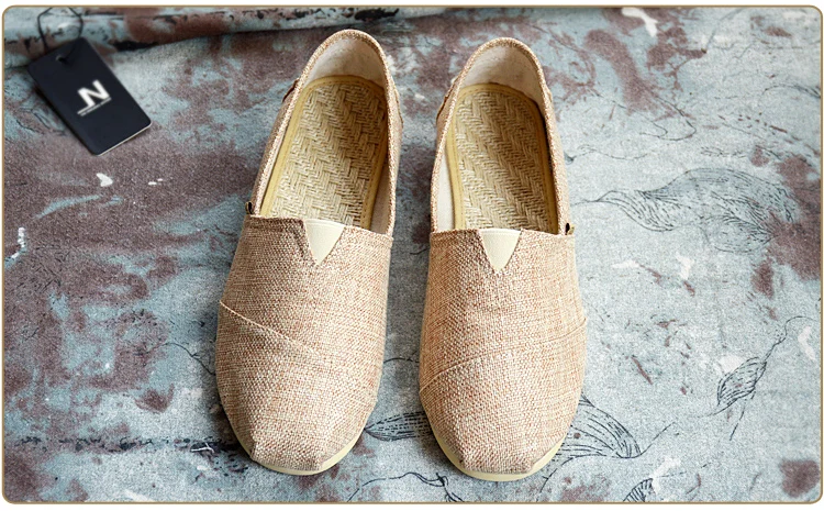 Summer Linen Shoes Men's Low-Top Canvas Shoes Breathable a Pedal Lazy ...