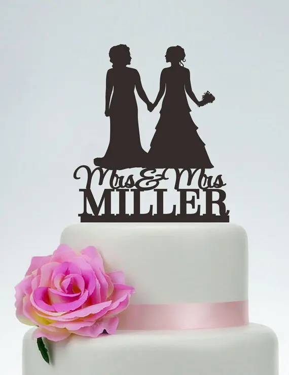 Same Sex Cake Topper Weddinglesbian Cake Toppermrs And Mrs Cake Toppersilhouette Wedding Cake