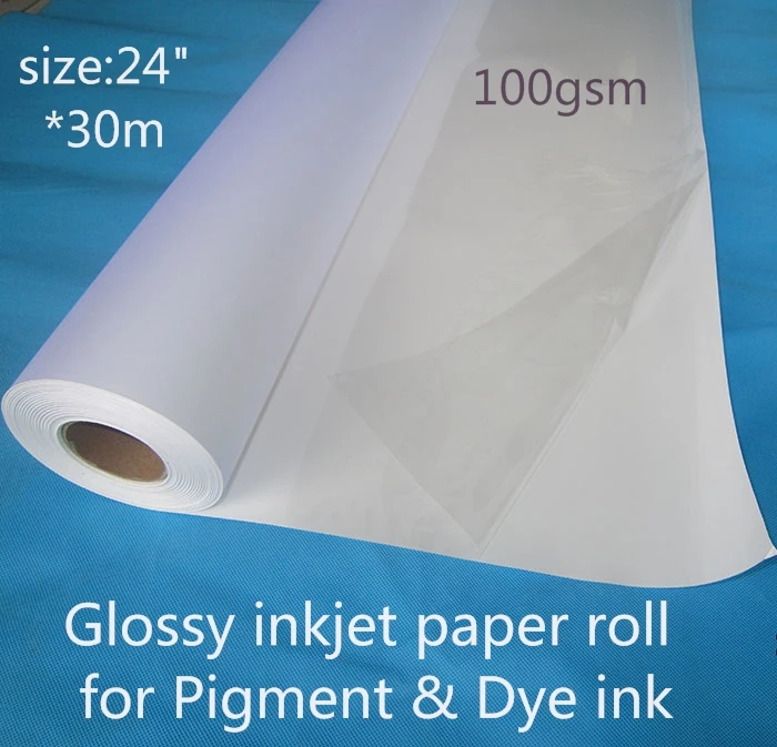 100g 24"*30m Self Adhesive/Sticker Premium Quality Glossy Thin Photo ...