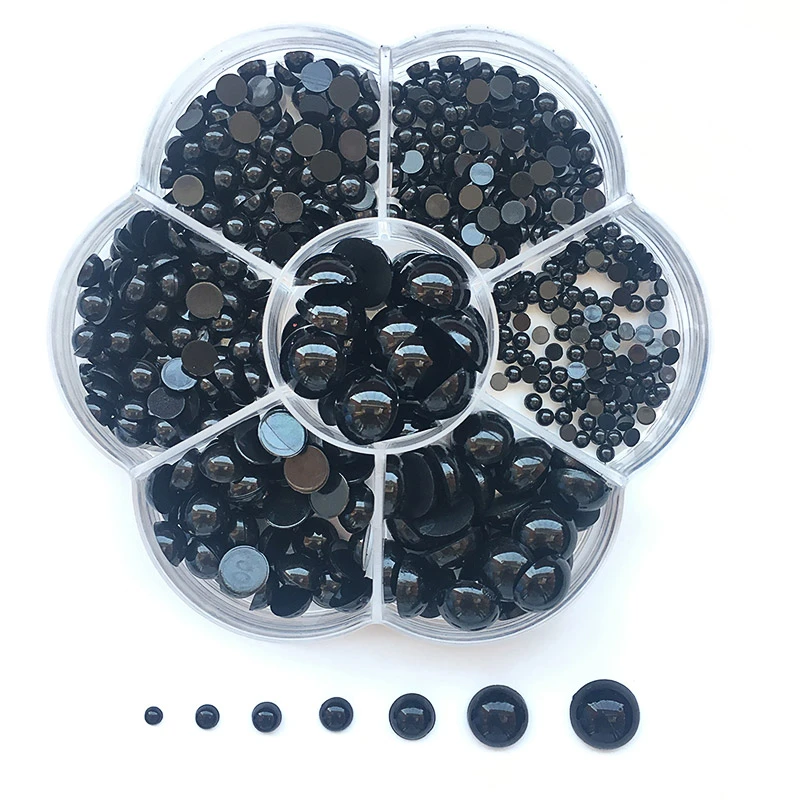 3 12mm 500pcs Round Flat Black Eyes Plastic Eyes for Dolls Making Toys ...