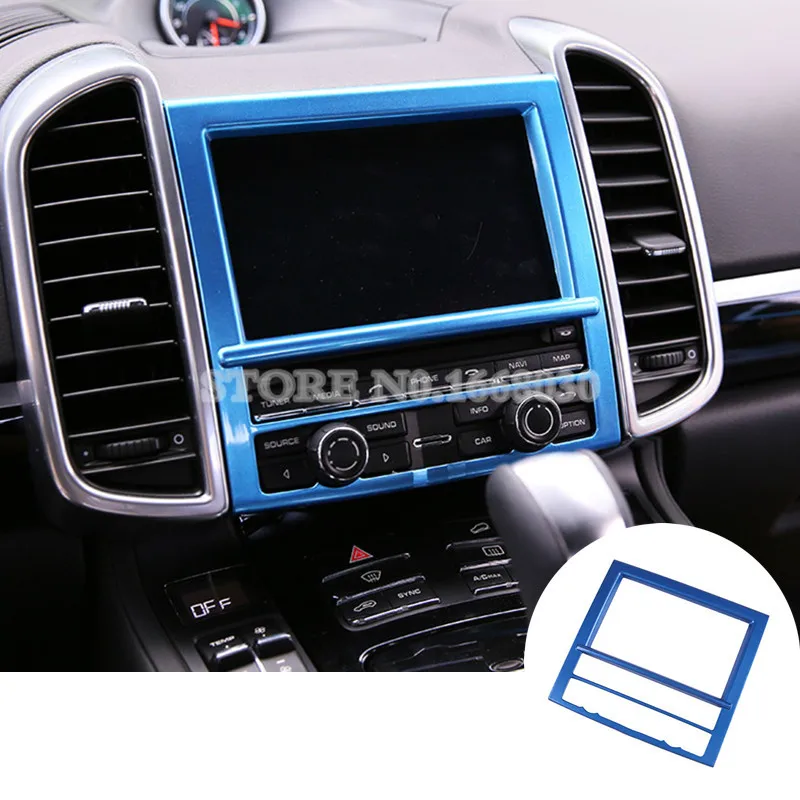 Inner Console GPS Navigation & CD Panel Cover Blue For Porsche Cayenne ...