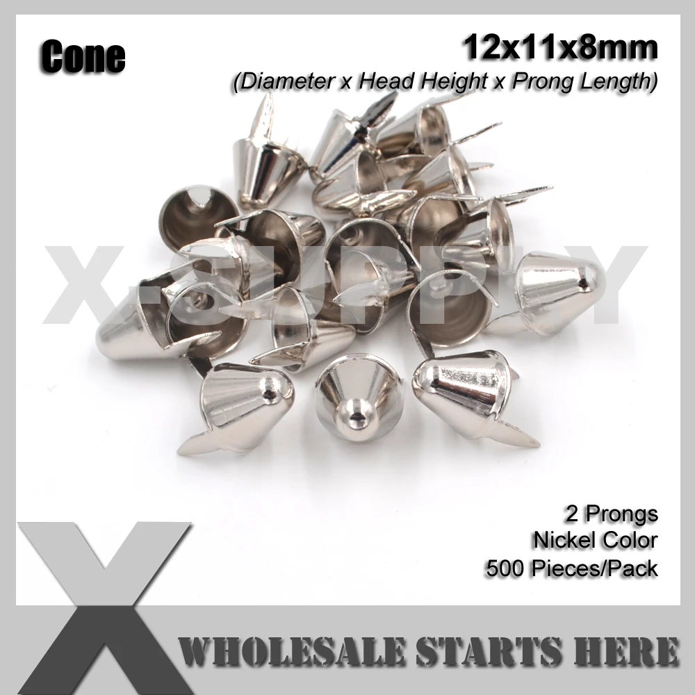 Punk DIY English UK 77 Round Cone Stud in Silver Color with 2 Prongs ...