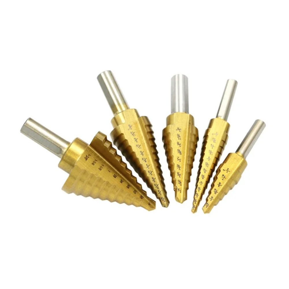 5pcs/set Pagoda Shape HSS Triangle Shank Pagoda Metal Steel Step Drill ...