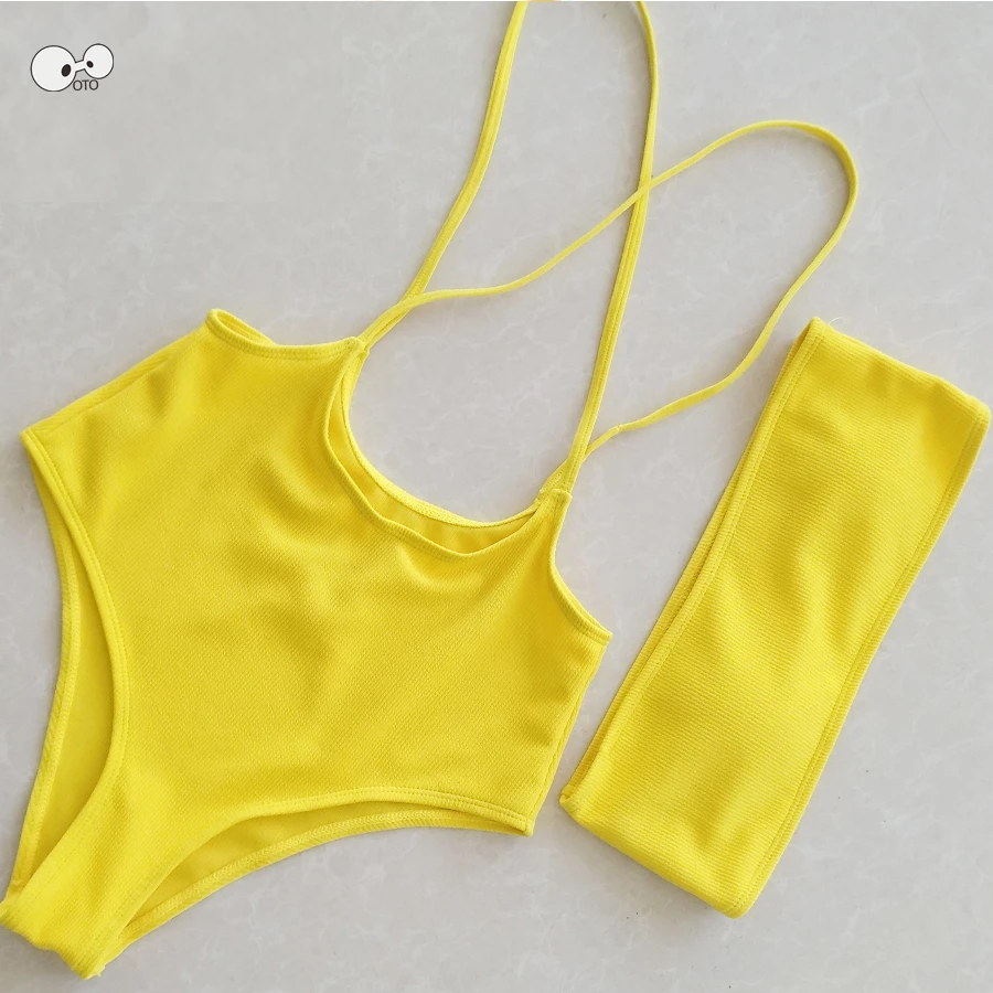 New Beachwear Sexy Brazilian Sling Bandeau High Waist Swimsuit Halter
