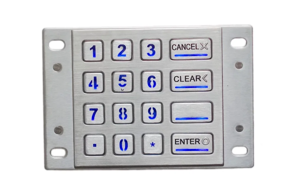 Waterproof 16 Keys Backlit Metal Keyboard,panel Mounted Full Travel Led ...