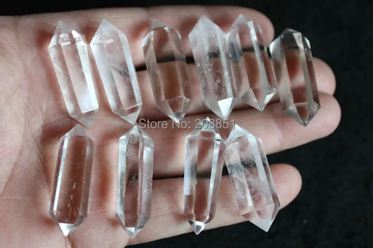 10 Pieces Natural Tiny Clear Quartz Crystal Double Terminated Points Pendant Healing ...