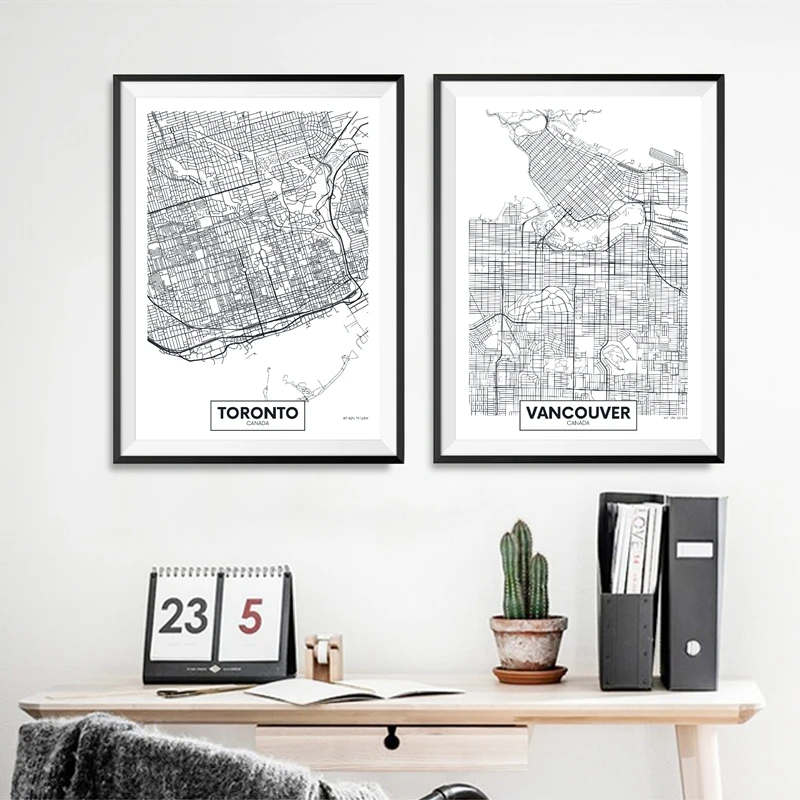 Toronto Wall Art Set of 4 Printable city Wall Art Toronto city map ...