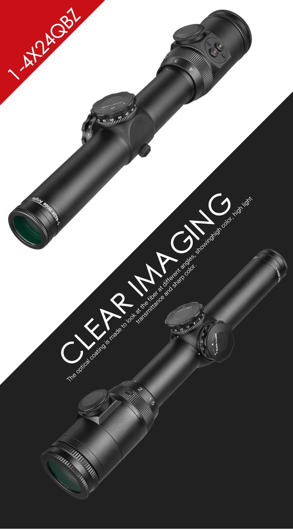 EB 1-4x24 Wide Angle Hunting Riflescope Illuminated Red Green Dot Sight ...