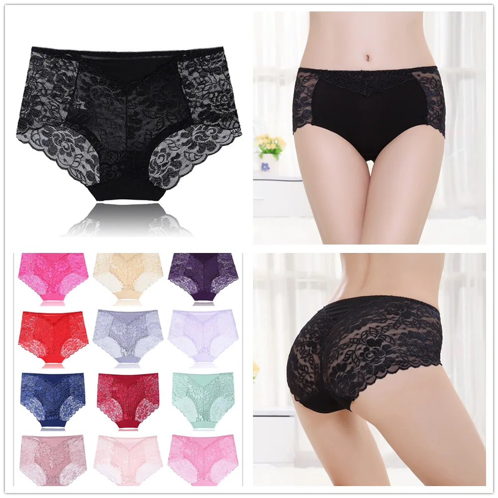 2 Pcs Packed Sexy Lace Seamless Modal Girl Women Briefs Panties Underpants Lingerie Underwear L